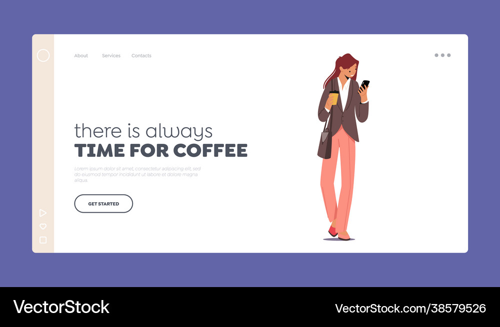Morning takeaway drink refreshment landing page Vector Image
