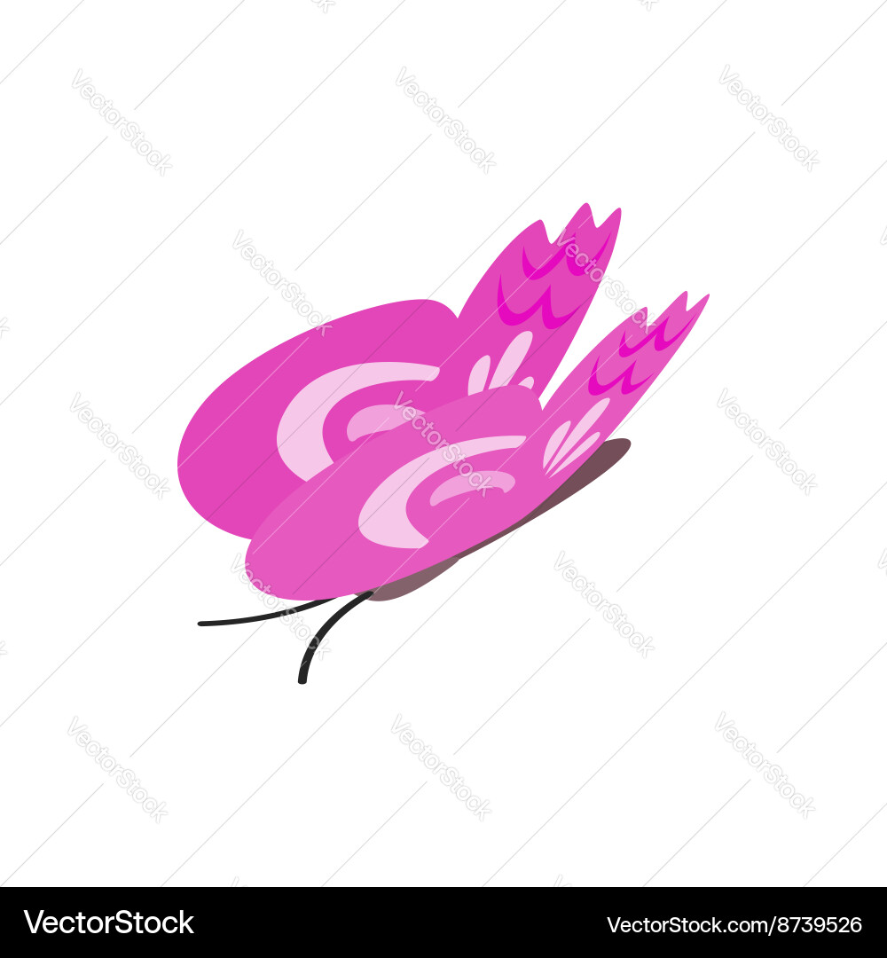 Pink butterfly icon isometric 3d style Royalty Free Vector