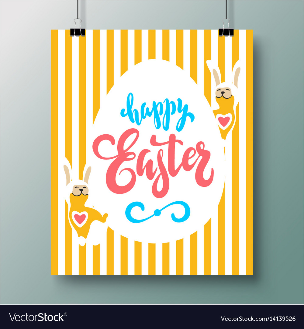 Poster with a handwritten phrase of happy easter Vector Image