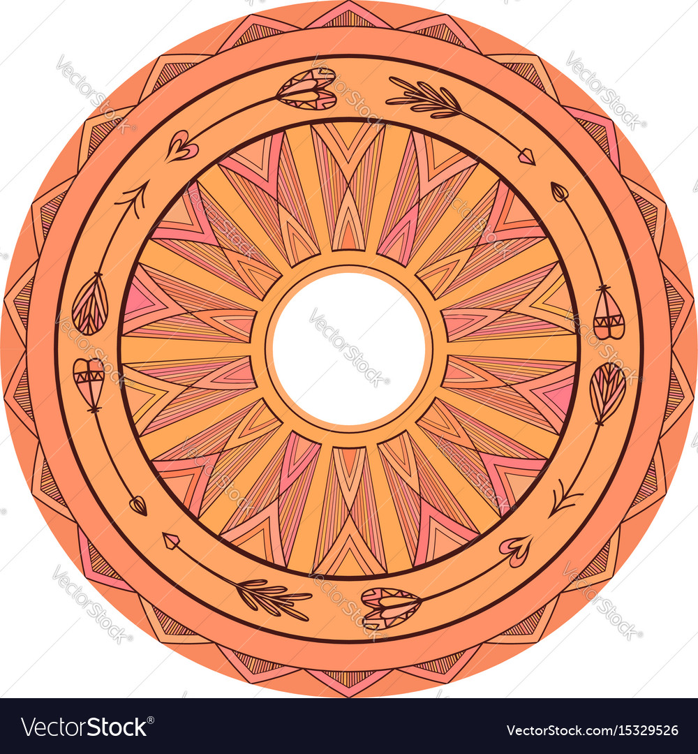 Round boho ornament native pattern Royalty Free Vector Image