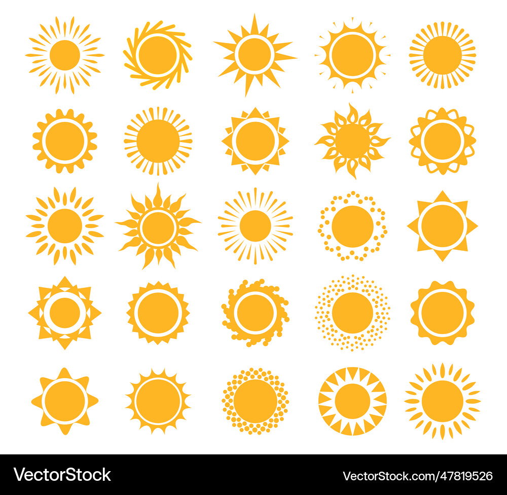 Sun icons collection on white background icon Vector Image