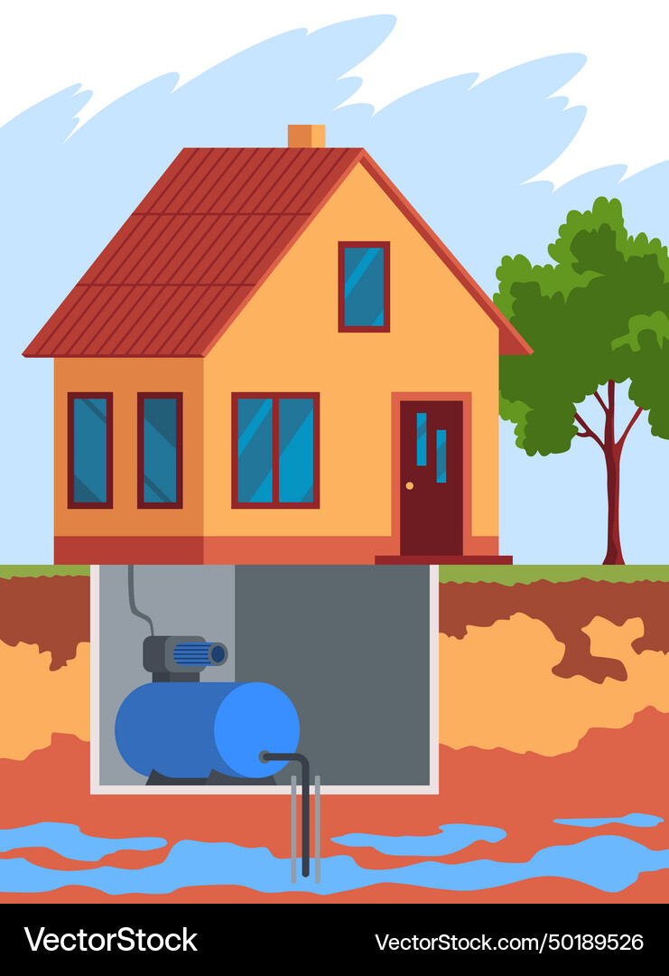 Water supply wells system structure of soil and Vector Image