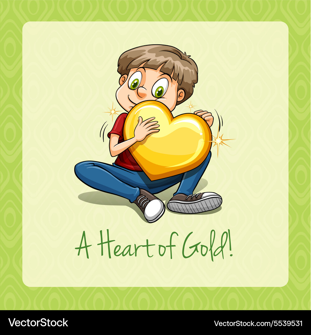 A heart of gold idiom Royalty Free Vector Image
