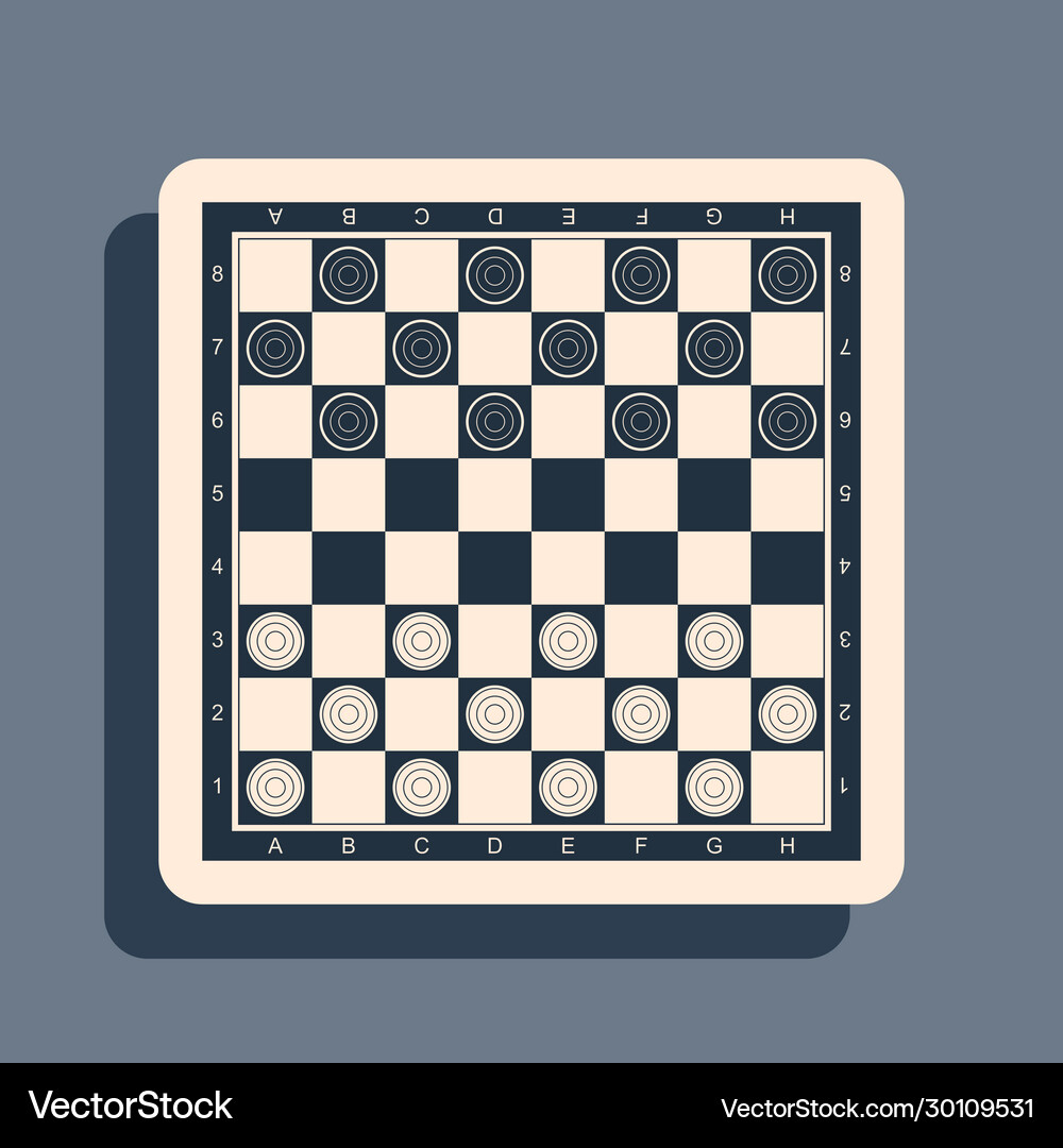Black board game checkers icon isolated on grey Vector Image