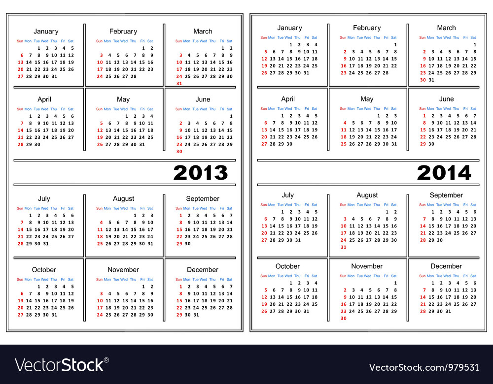 Calendar template 20132014 Royalty Free Vector Image