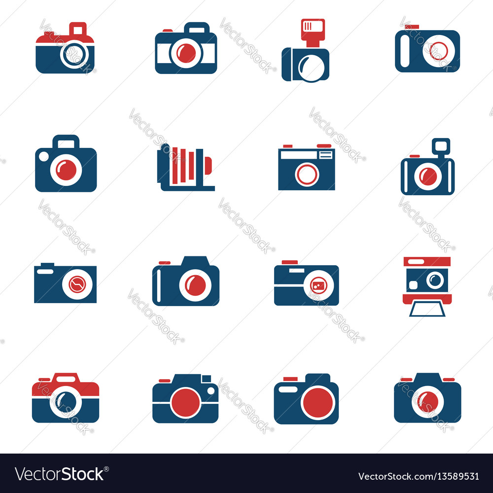 Kamera Icon Set Lizenzfreies Vektorbild - VectorStock