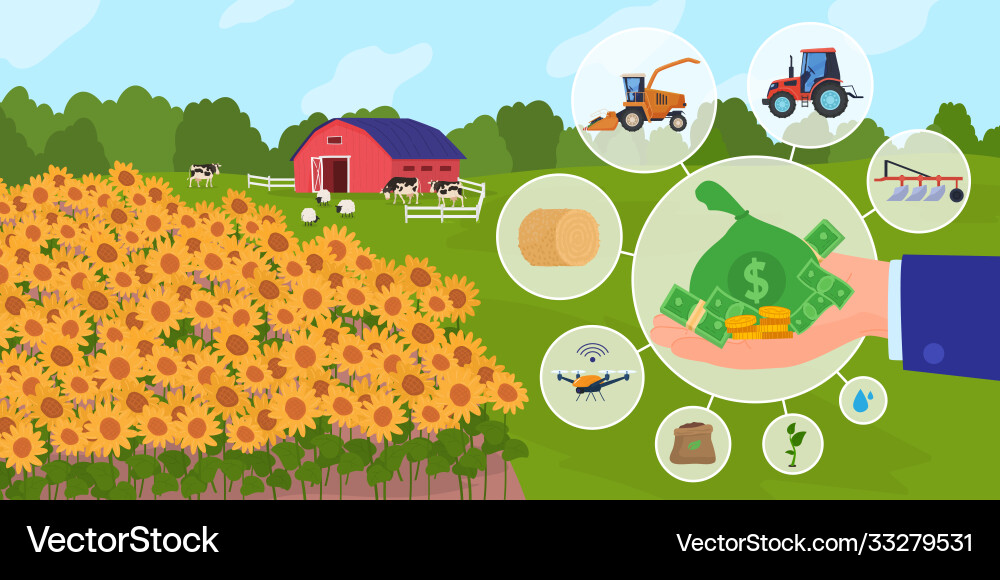 Smart Farming Concept Vector Illustration, Cartoon Flat
