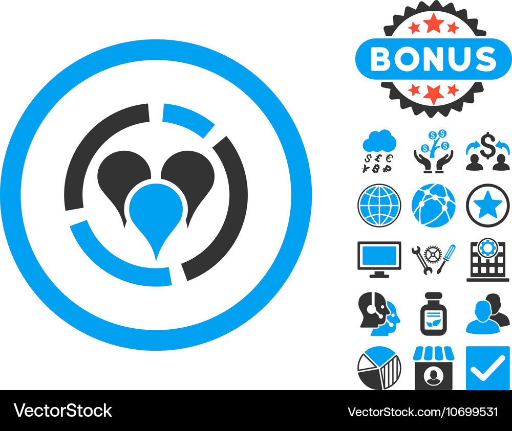 Geo diagram flat icon with bonus Royalty Free Vector Image