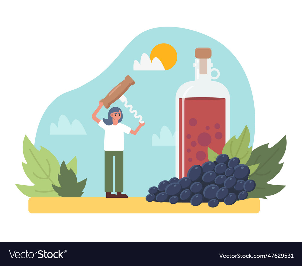 Girl Holding Corkscrew To Open Royalty Free Vector Image