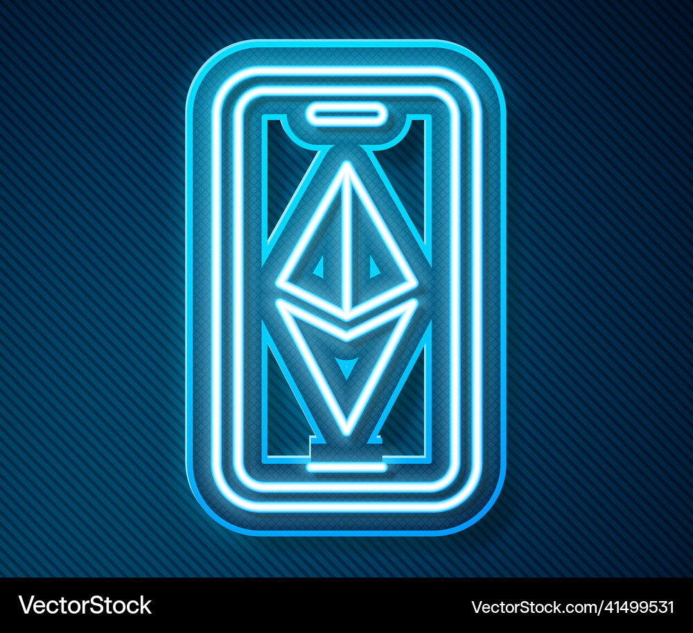 Glowing neon line cryptocurrency coin ethereum eth