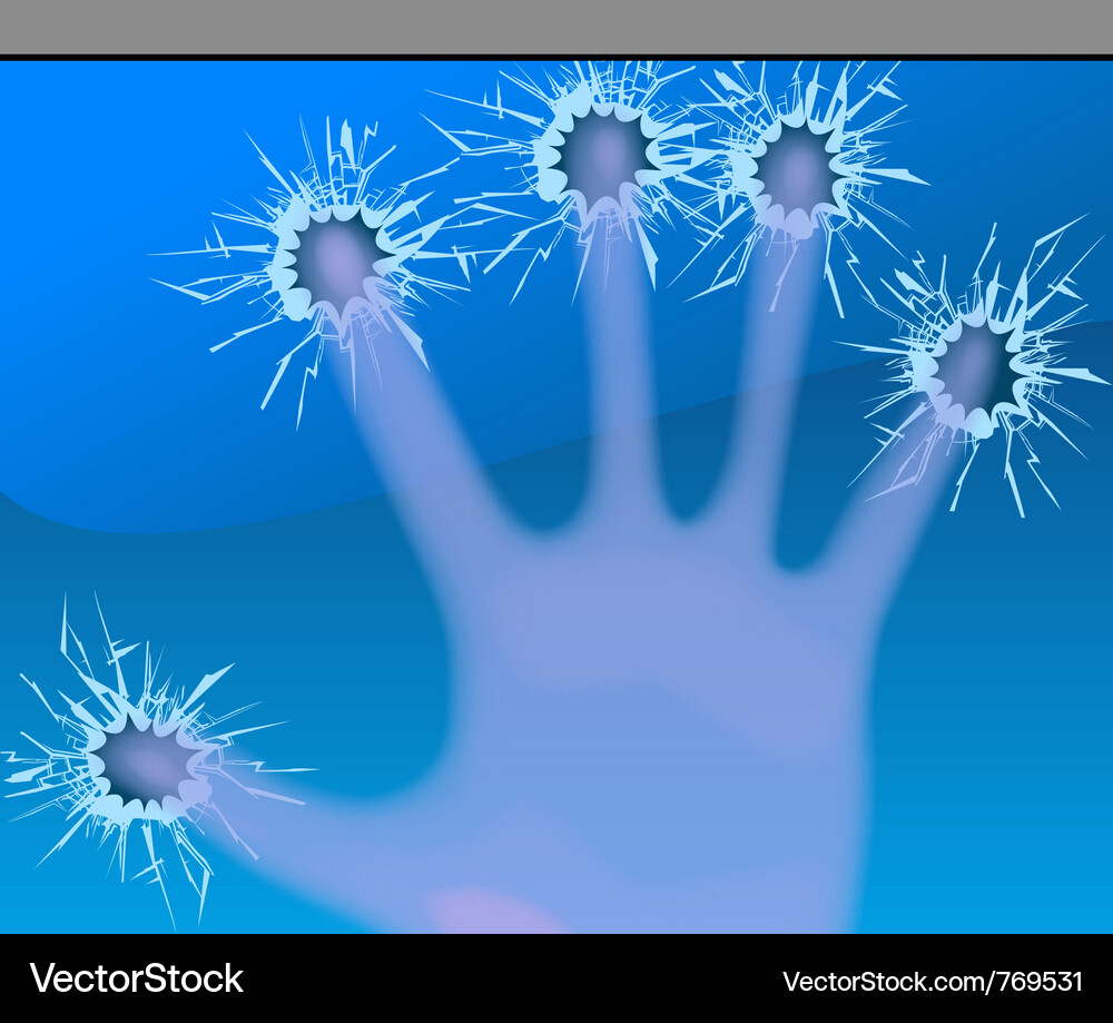 Hand inside the monitor Royalty Free Vector Image