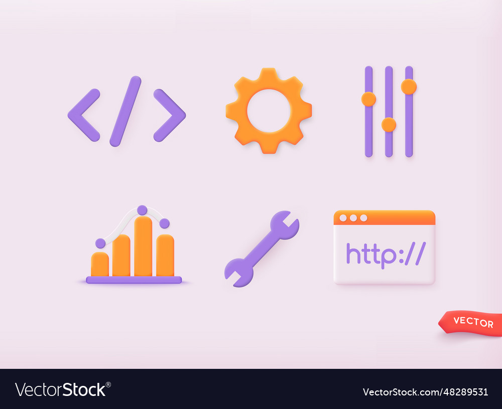 Icon set of web tool web browser internet Vector Image
