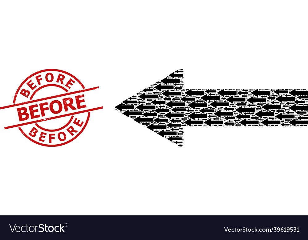 Left Arrow Icon Recursion Collage And Scratched Vector Image