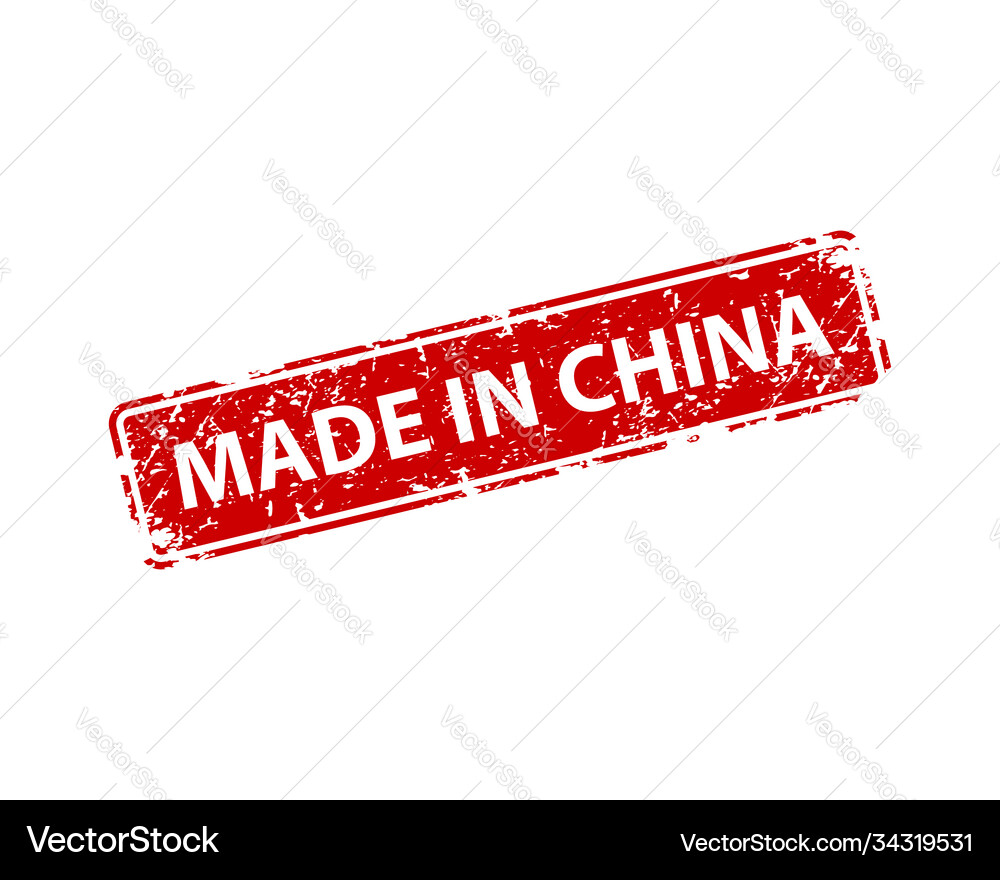 Made in china stamp texture rubber cliche imprint Vector Image