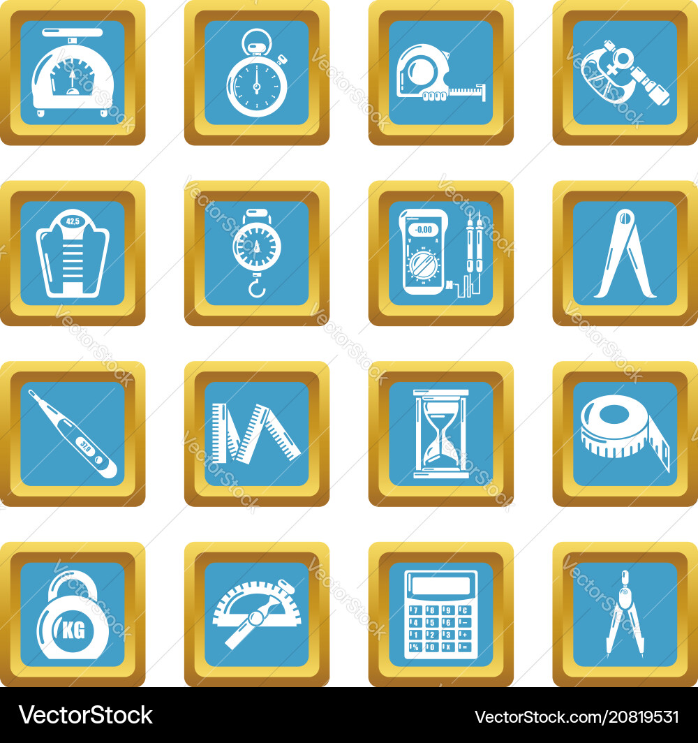Measure precision icons set sapphirine square Vector Image