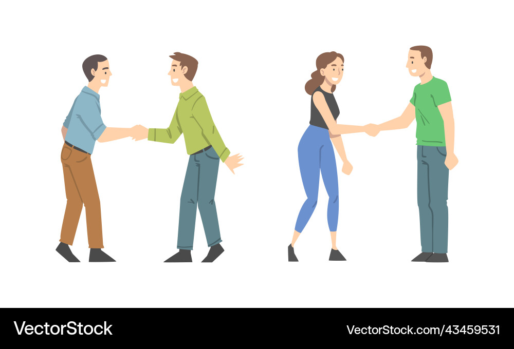 People character shaking hand as brief greeting Vector Image