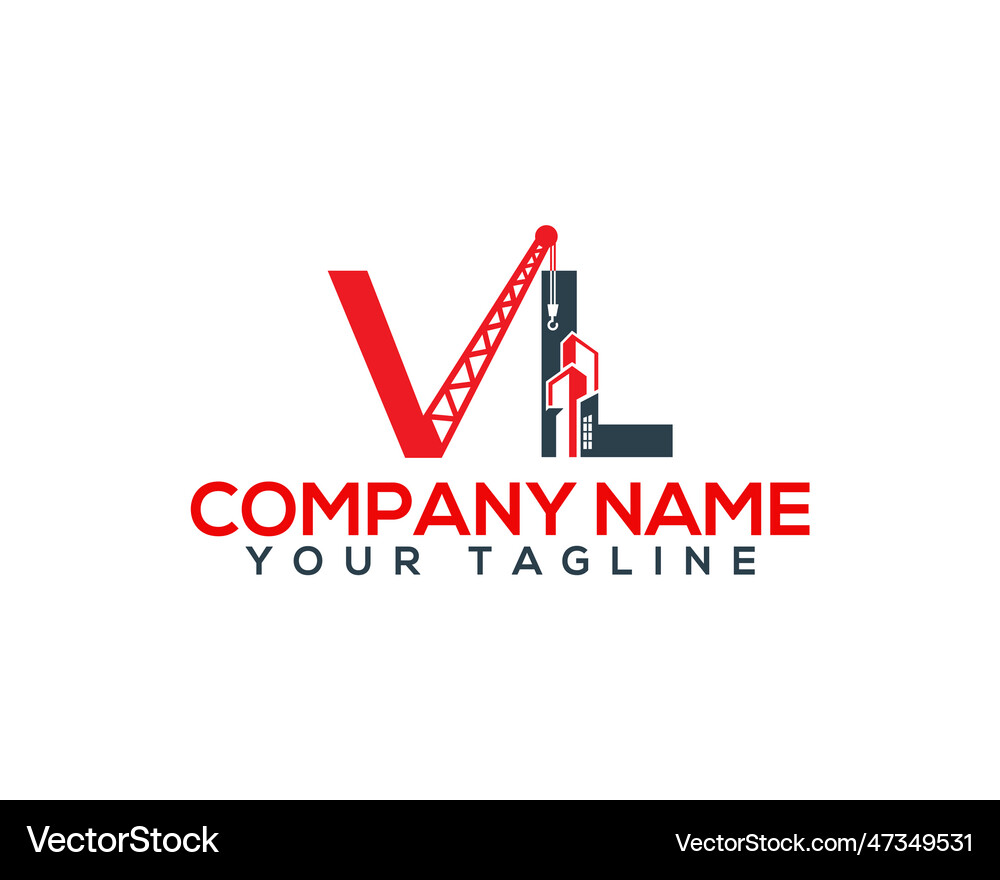 Real estate vl letters construction logo Vector Image