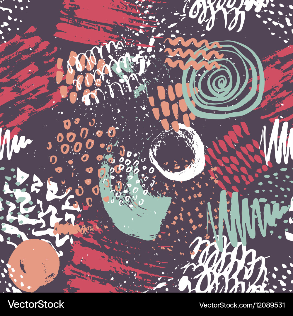 Seamless pattern with hand drawn abstract ink Vector Image