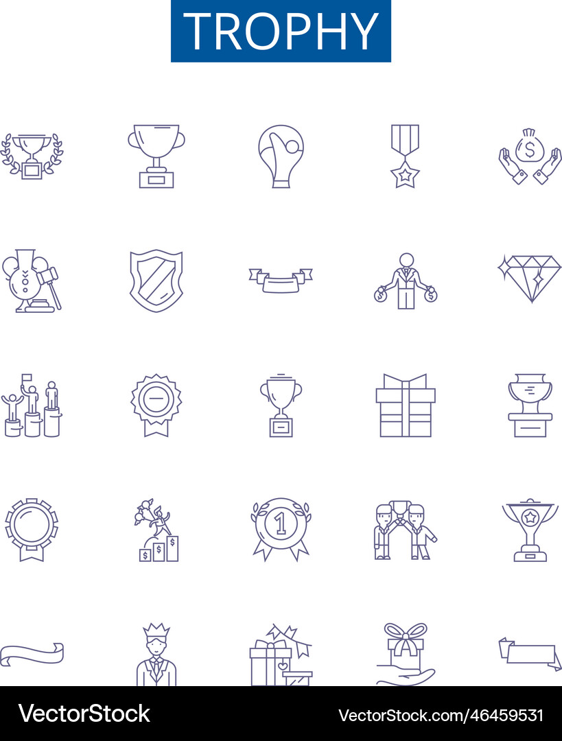 Trophy line icons signs set design collection Vector Image