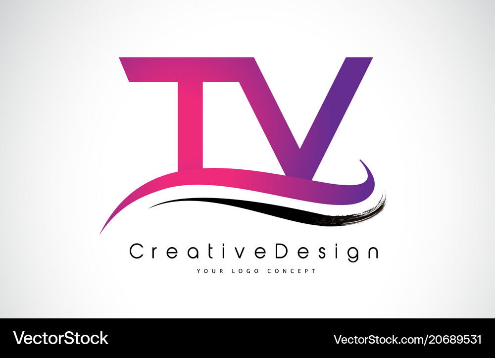 Tv t v letter logo design creative icon modern Vector Image