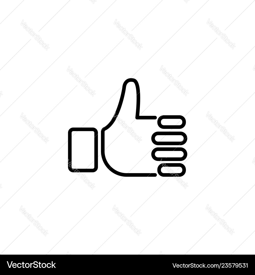 Web line icon thumbs up like black on white Vector Image