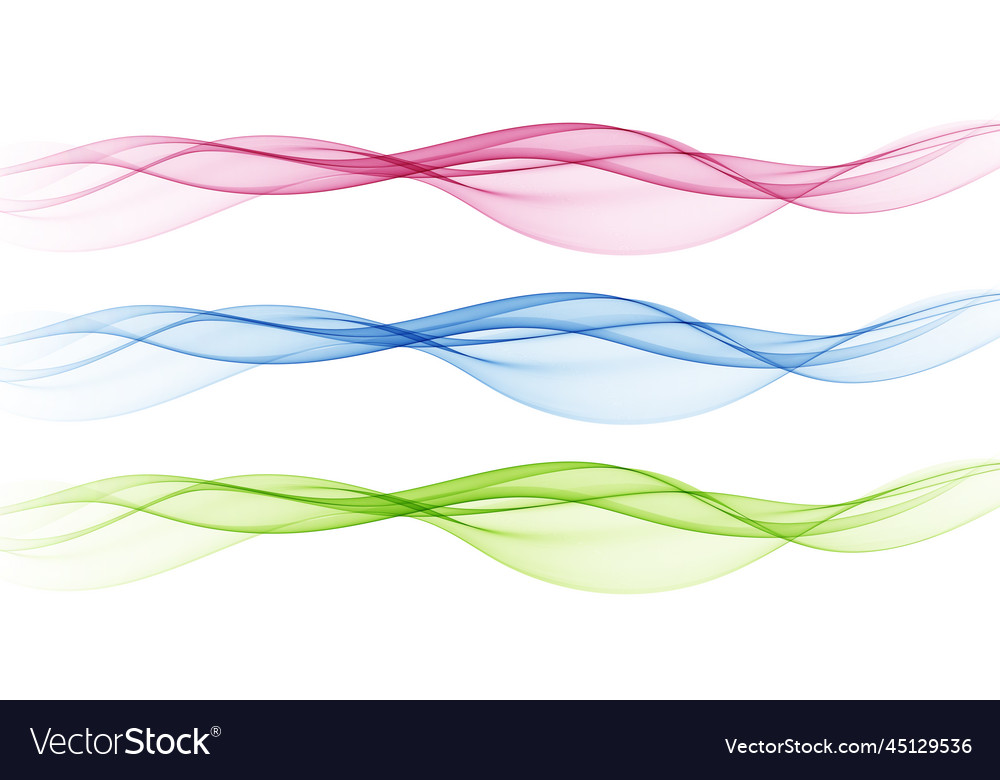 Abstract color waves set of three colored Vector Image