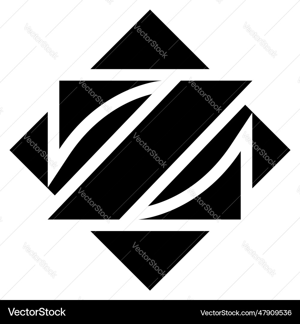 Black square diamond shaped letter z icon Vector Image
