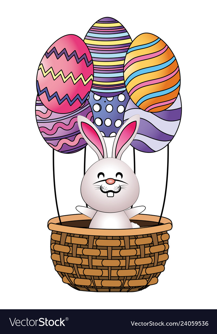 Bunny with easter eggs Royalty Free Vector Image