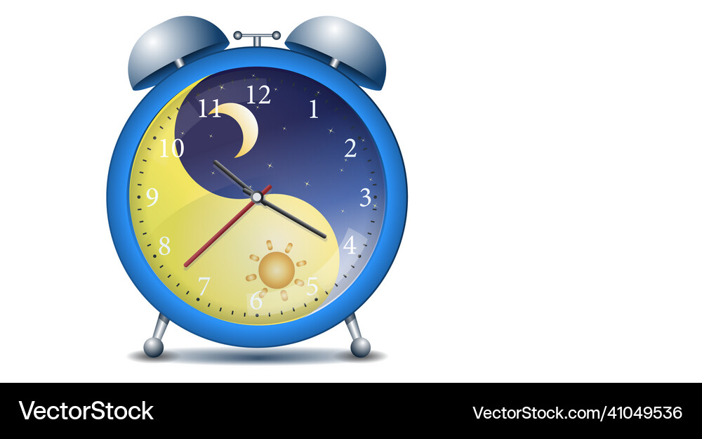 Clock alarm with day and night face Royalty Free Vector