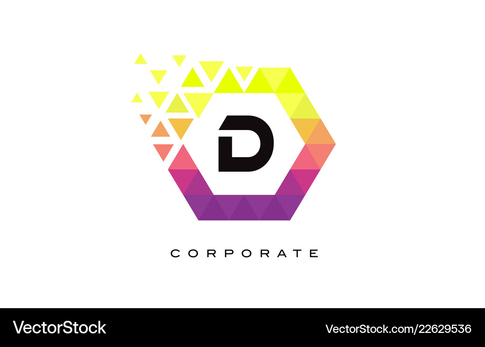 D colorful hexagon shaped letter logo design Vector Image