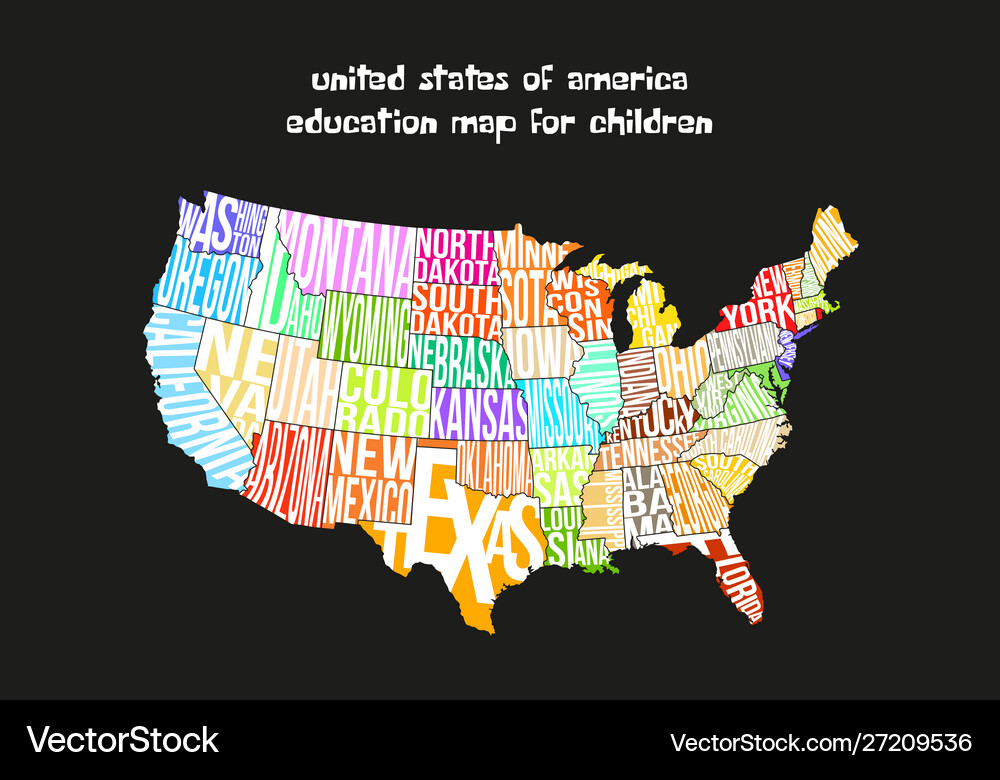 Education colorful usa map state lettering name Vector Image