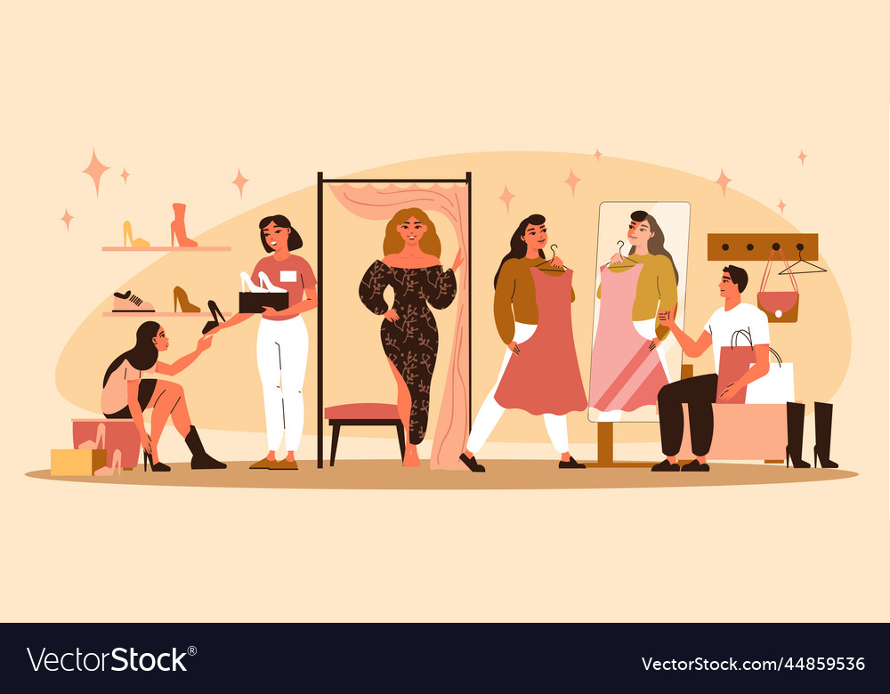 Fitting room flat composition Royalty Free Vector Image