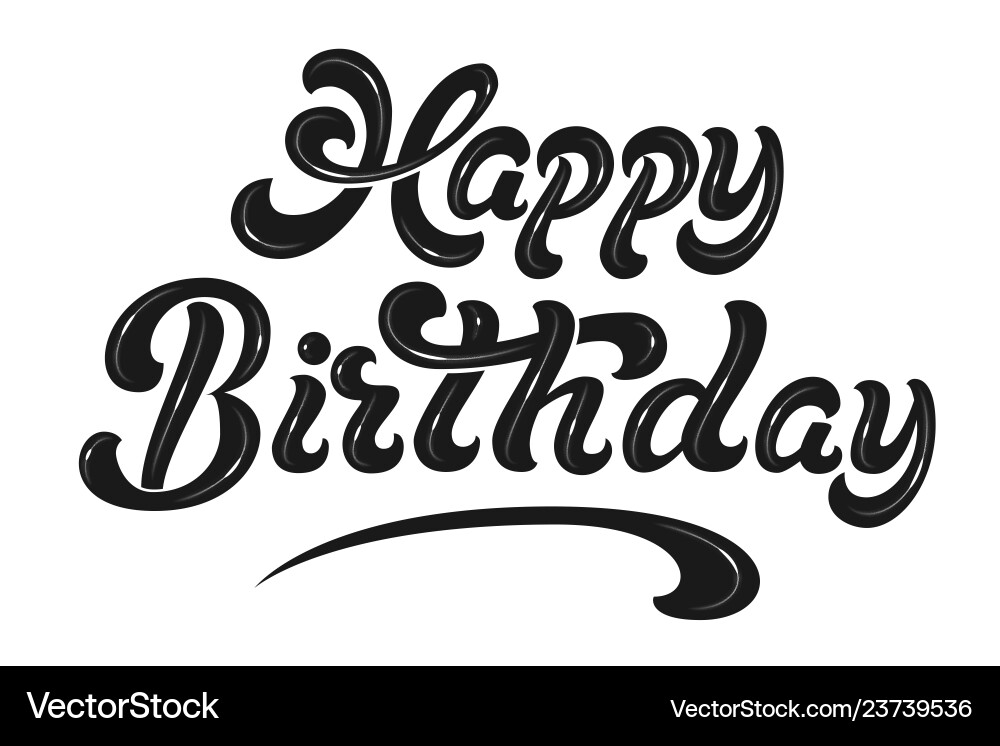 Hand drawn lettering - happy birthday with shadow Vector Image