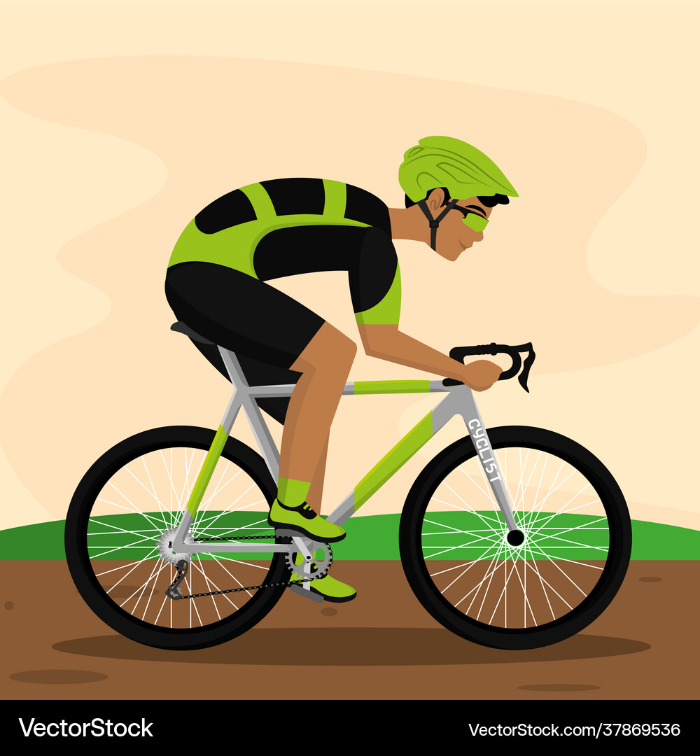 Man riding bicycle professional cyclist Royalty Free Vector