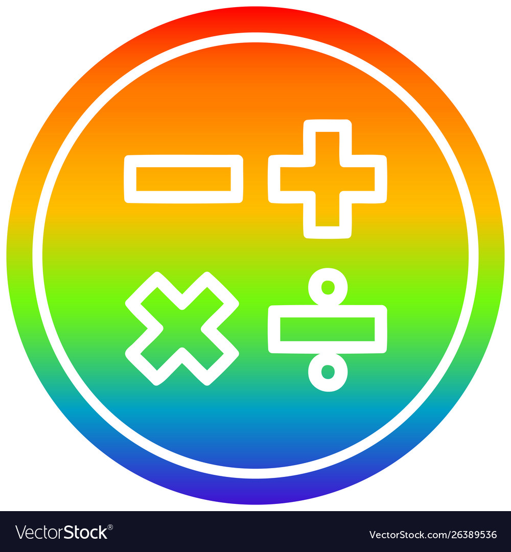 Math symbols circular in rainbow spectrum Vector Image