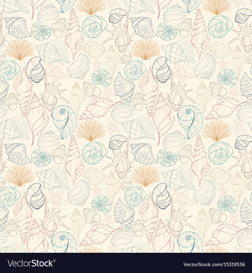 Seashell seamless pattern Royalty Free Vector Image