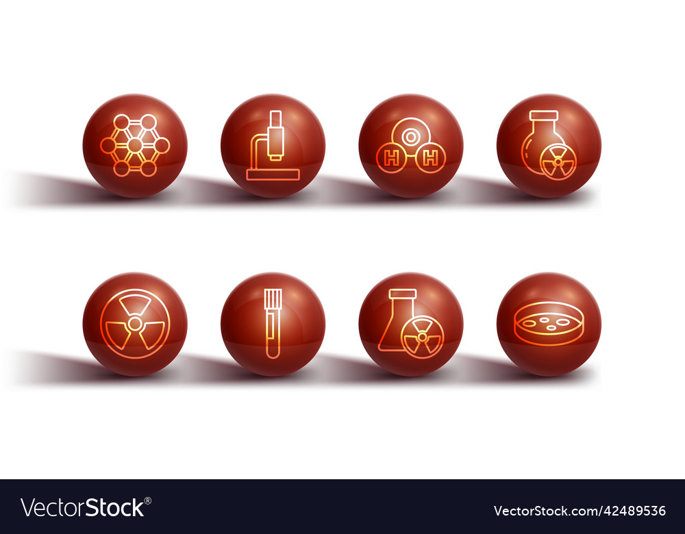 Set Line Molecule Radioactive Test Tube Royalty Free Vector