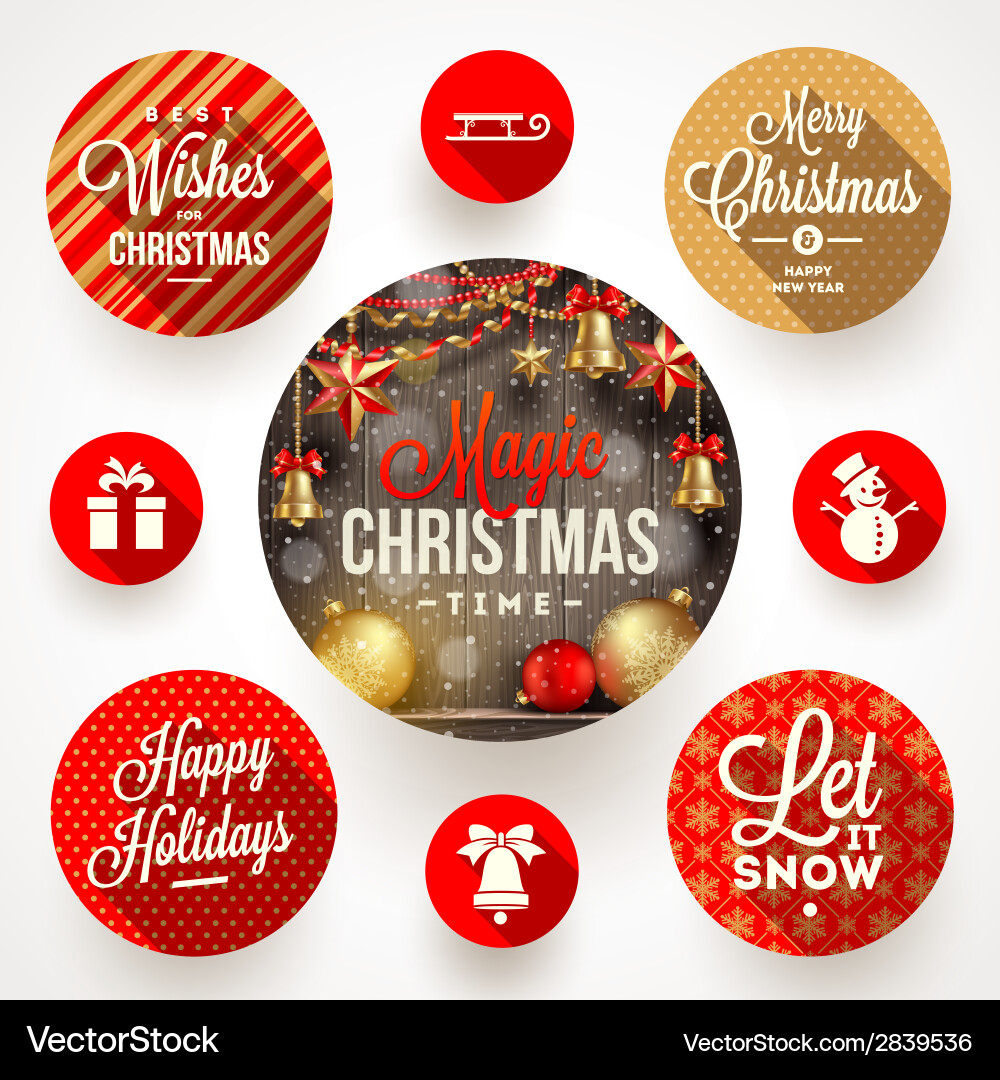 Set of round frames with christmas greetings Vector Image