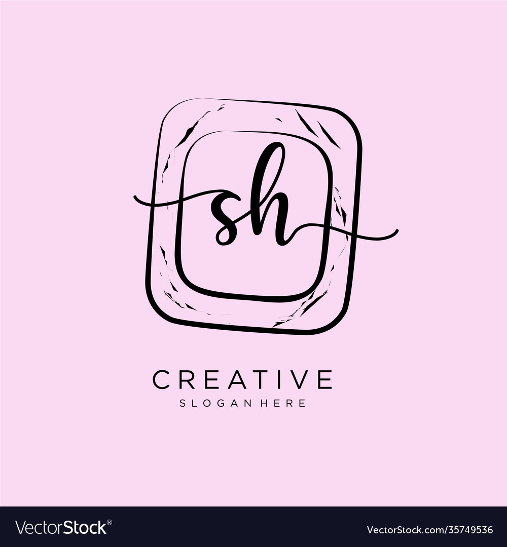 Sh initial handwriting logo template Royalty Free Vector