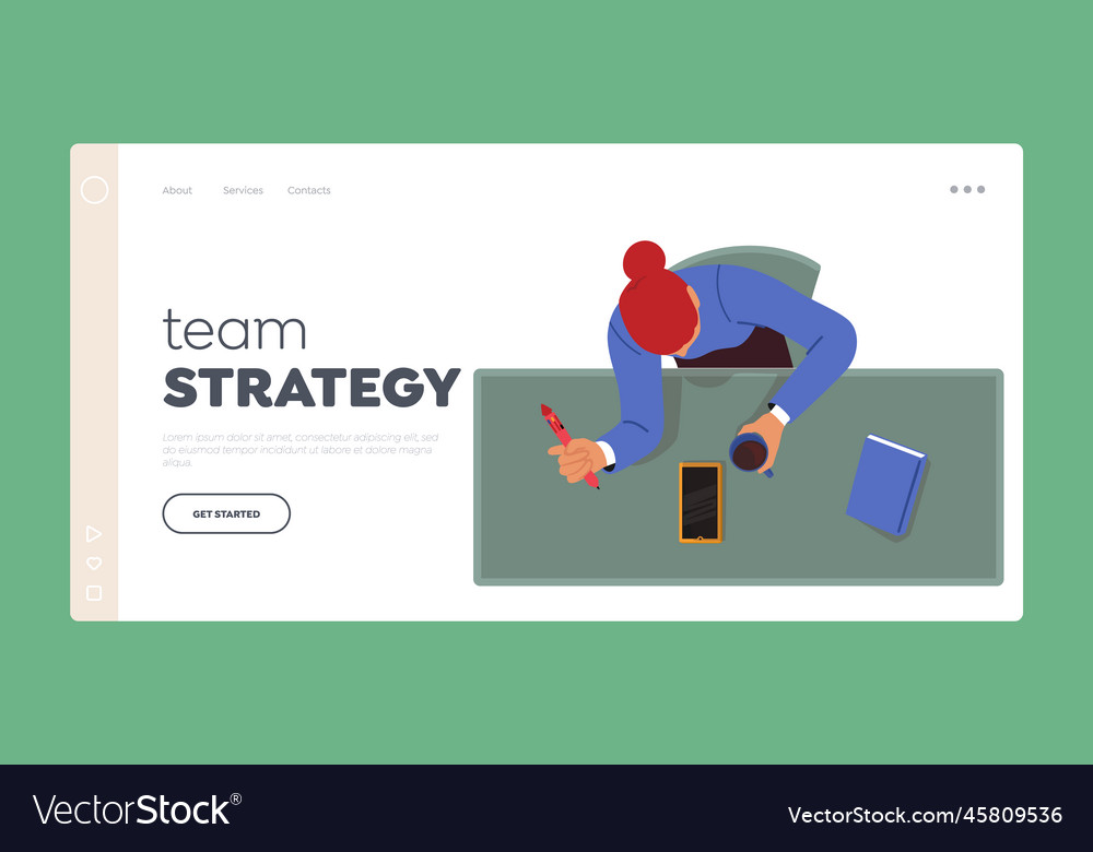 team-strategy-landing-page-template-female-vector-image