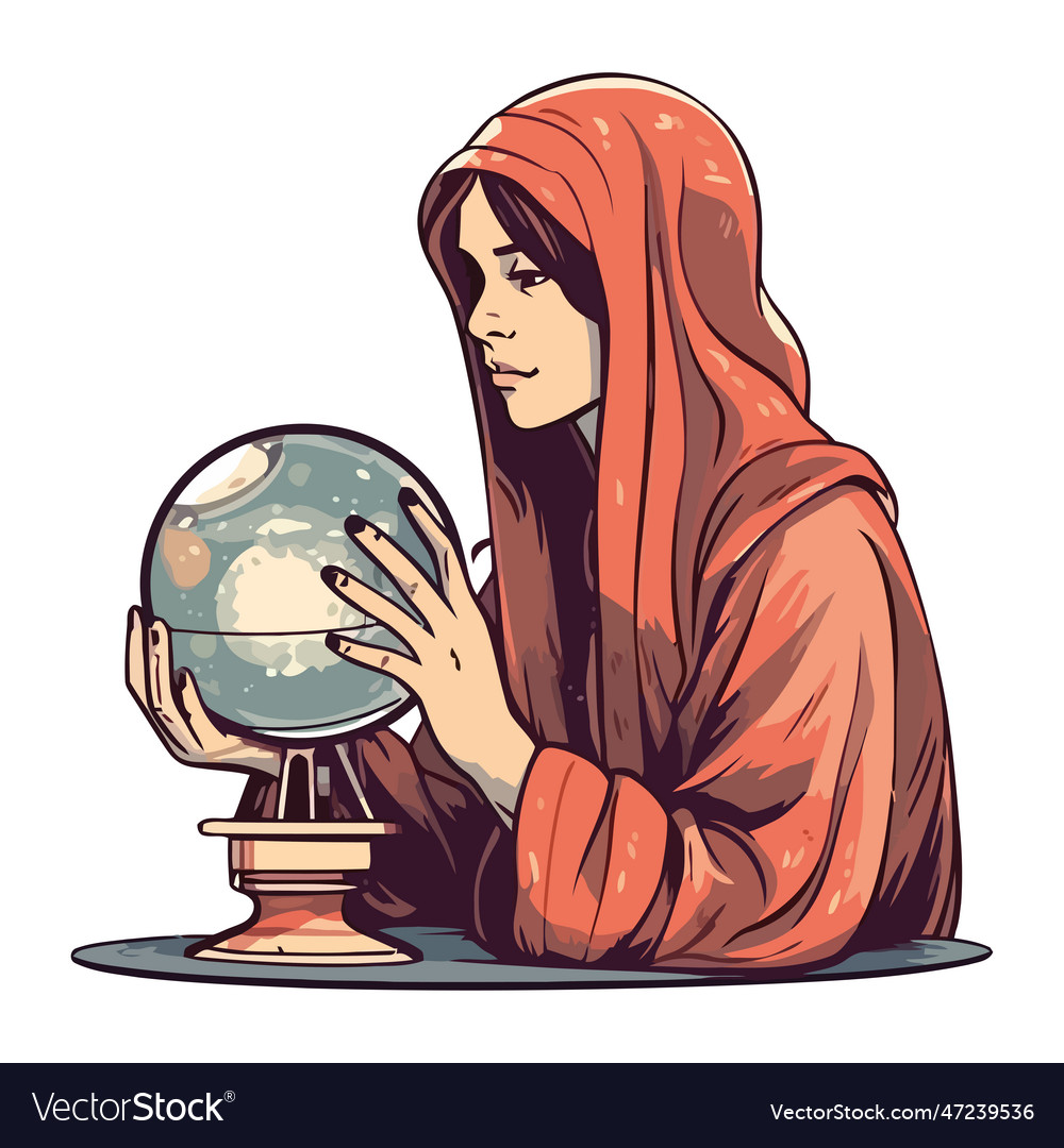 Witch with magic crystal ball Royalty Free Vector Image
