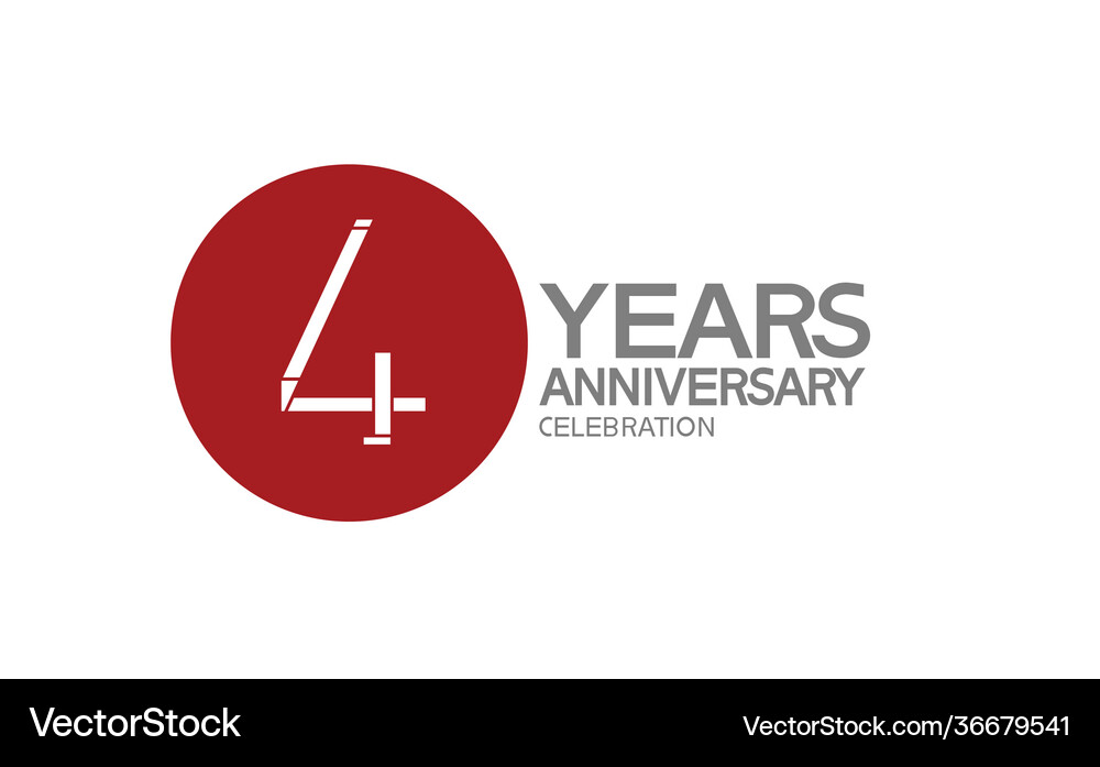 4 years anniversary logotype design with big red Vector Image