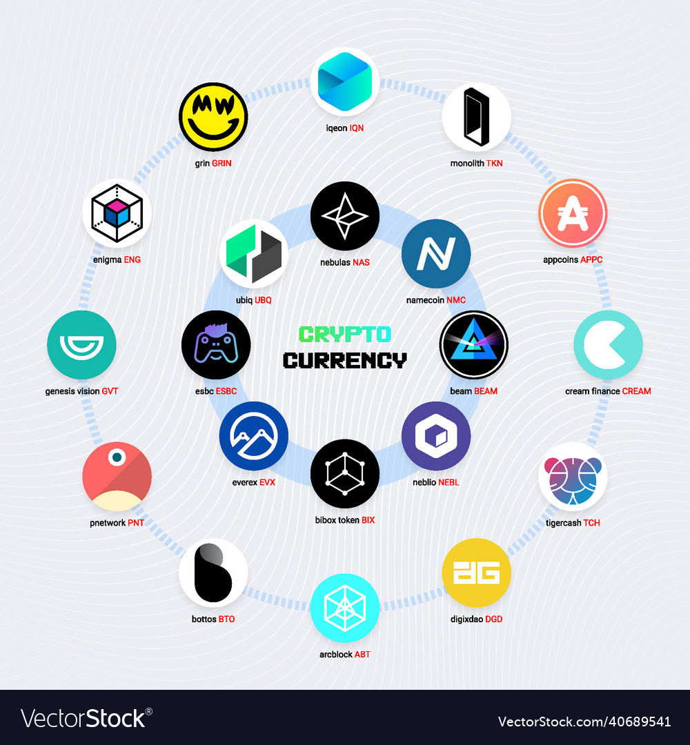 Crypto currency coins digital payment system Vector Image