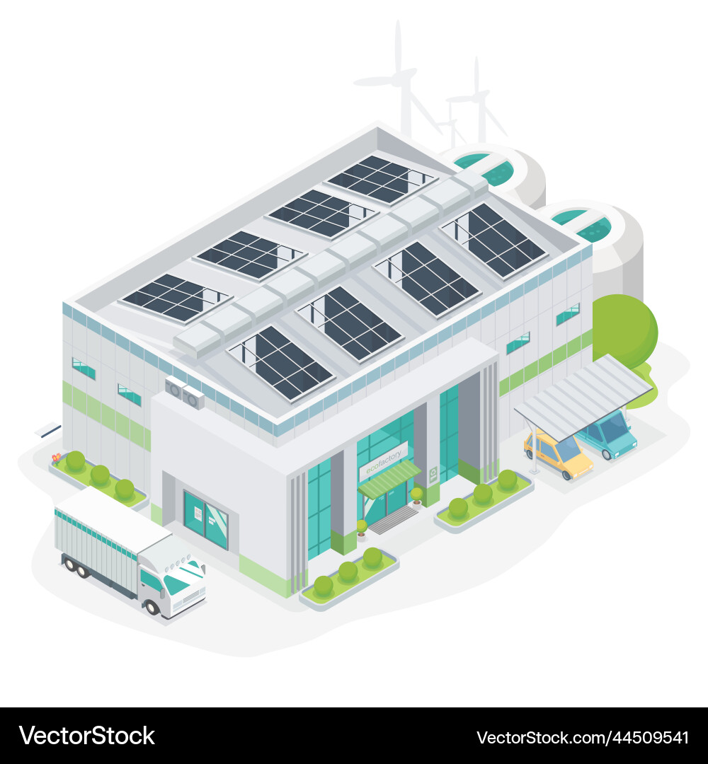 Ecology smart factory solar cell isometric Vector Image