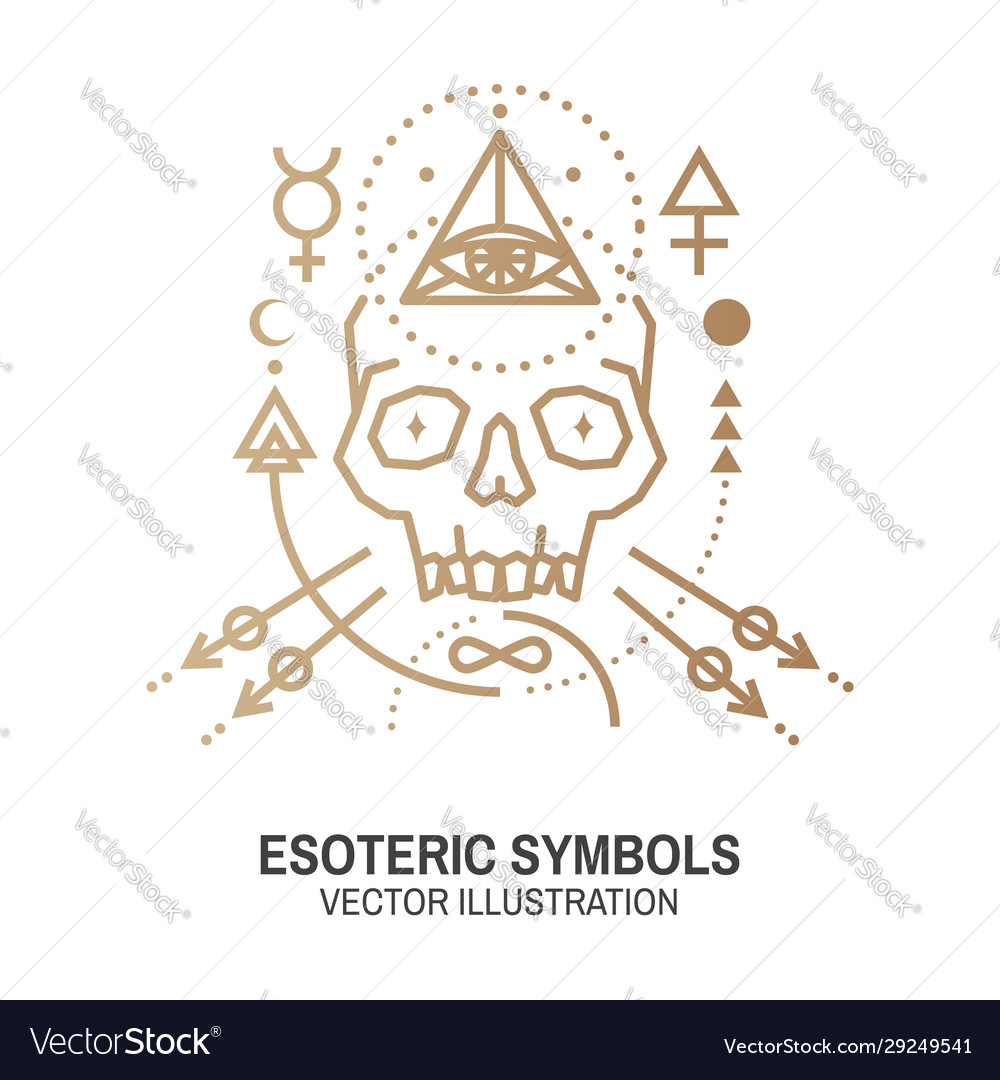 Esoteric symbols thin line geometric Royalty Free Vector