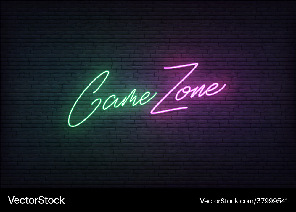 Game zone neon sign glowing gaming lettering Vector Image