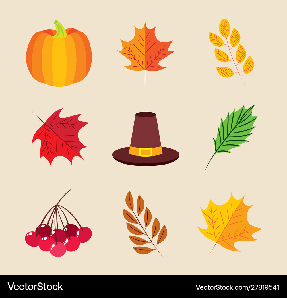 Happy thanksgiving day icon set design Royalty Free Vector
