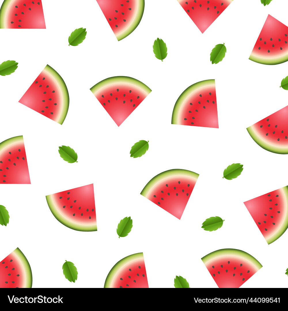 Pattern with sweet watermelon with mint Royalty Free Vector