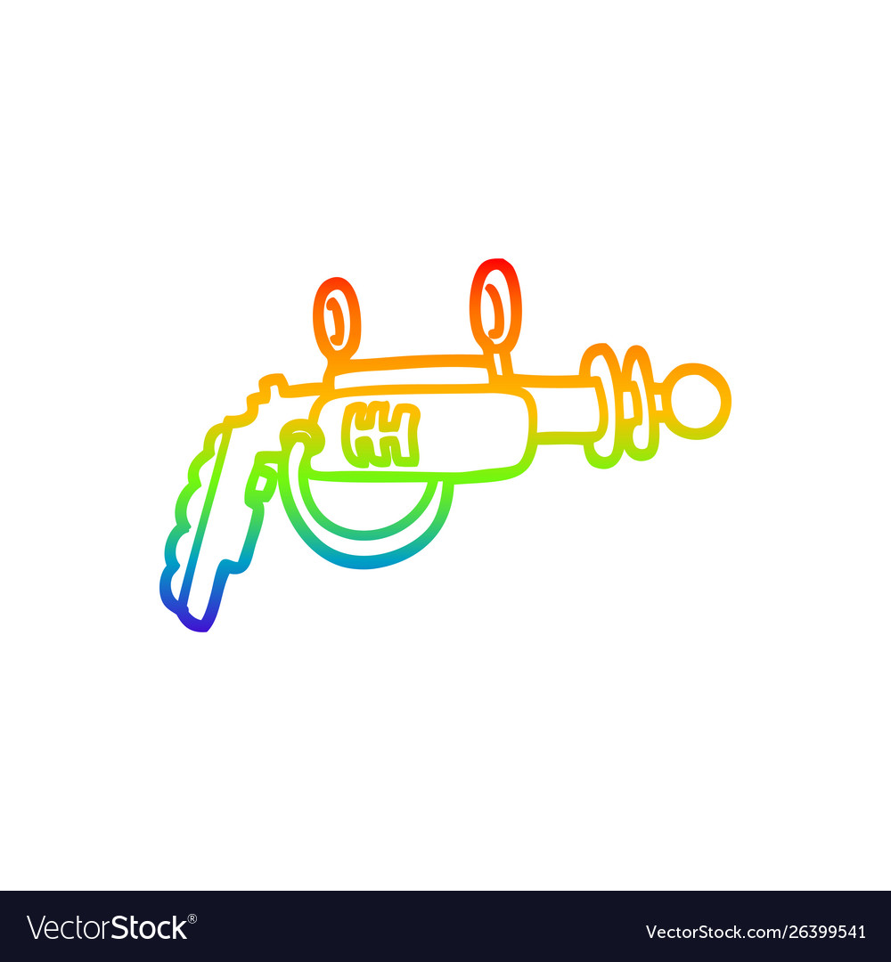 Rainbow gradient line drawing cartoon ray gun Vector Image Rainbow gradient line drawing cartoon ray gun Vector Image