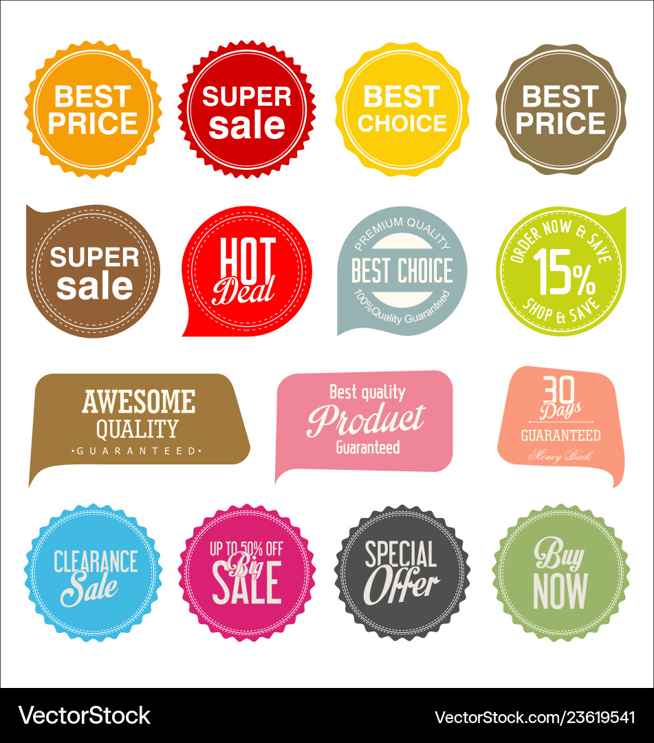 Sale stickers and tags collection Royalty Free Vector Image